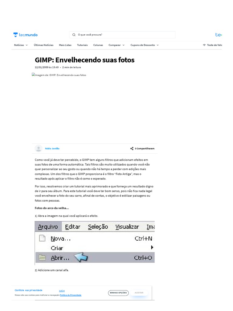 Efeitos de Envelhecimento no GIMP | PDF | Aplicativo para celular | Informática