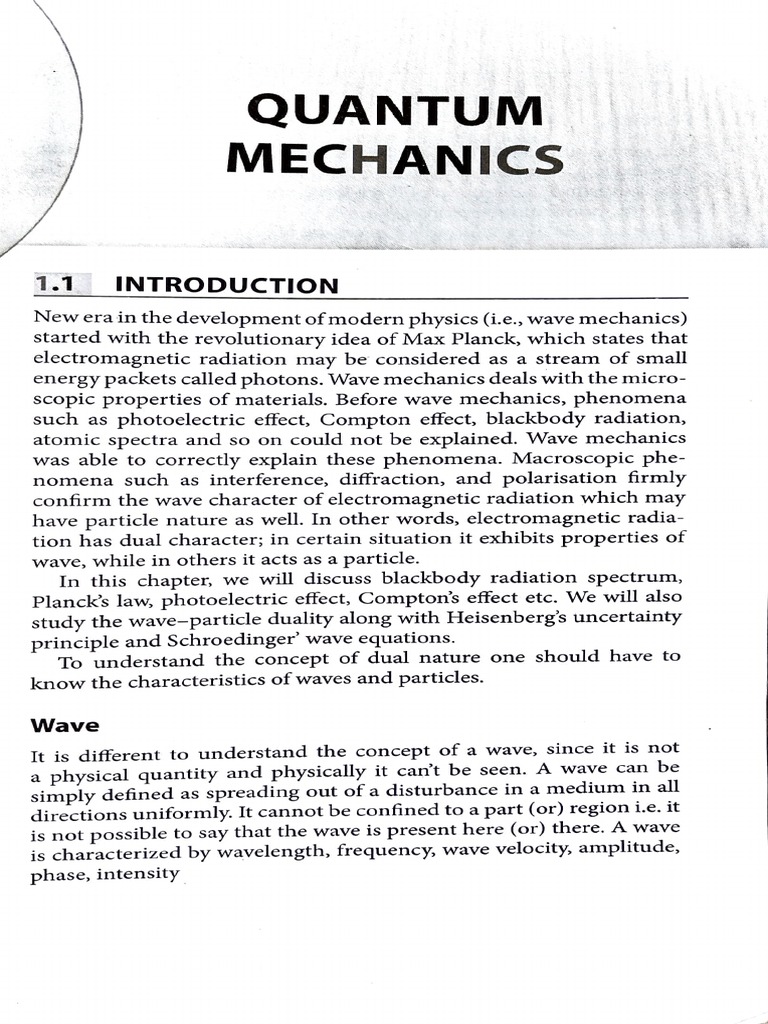 Unit 1 Quantum Mechanics | PDF