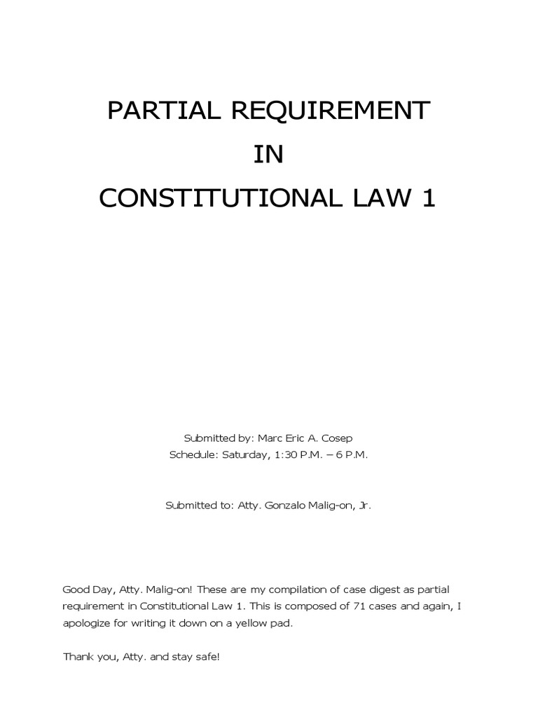 Constitutional Law 1 Case Digest 2 | PDF | Law | Politics