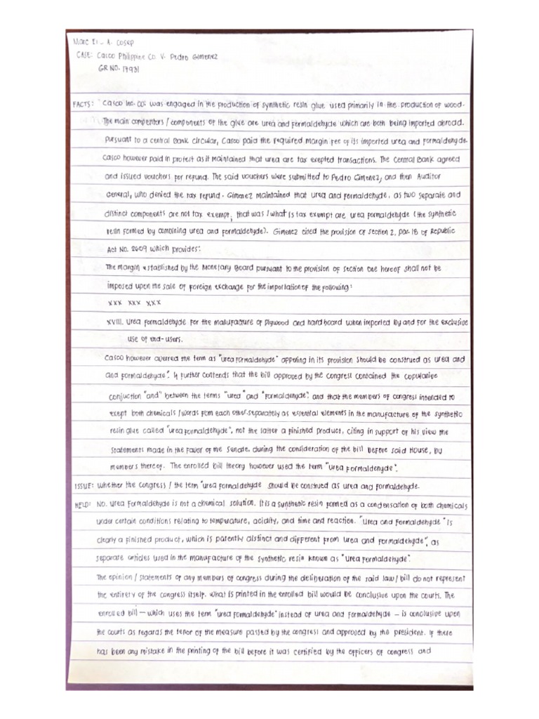 Constitutional Law 1 Handwritten Case Digest | PDF