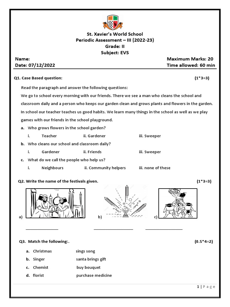 PA 3 EVS Grade 2 Paper | PDF