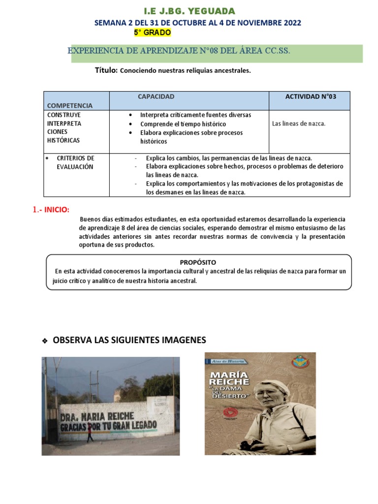 Actividad 3 - Eda 8-CC - Ss-5° | PDF