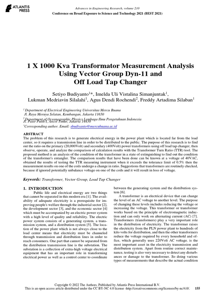 1 X 1000 Kva Transformator Measurement Analysis Using Vector Group Dyn ...