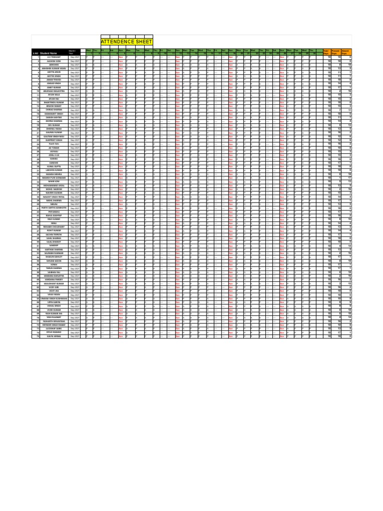 Attendance Sheet Sep | PDF