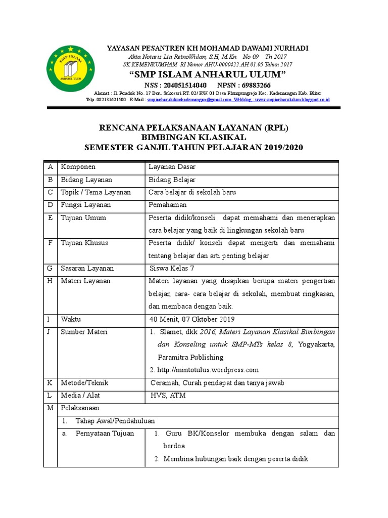 RPL Cara Belajar Di Sekolah Baru | PDF | Karier & Perkembangan