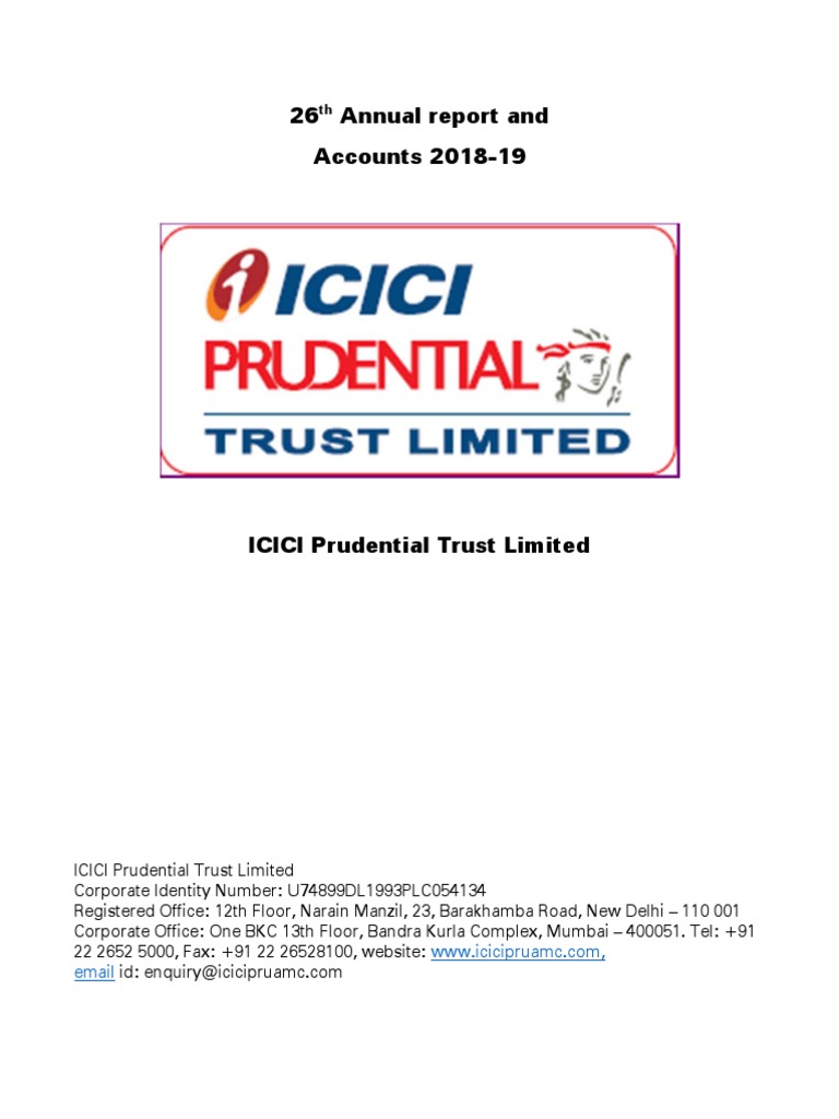 ICICI Prudential Trust Annual Report 2018-19 | PDF | Loans | Debt