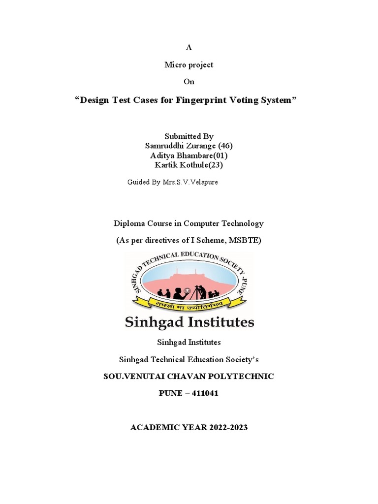 Design Test Cases For Fingerprint Voting System": A Micro Project On ...