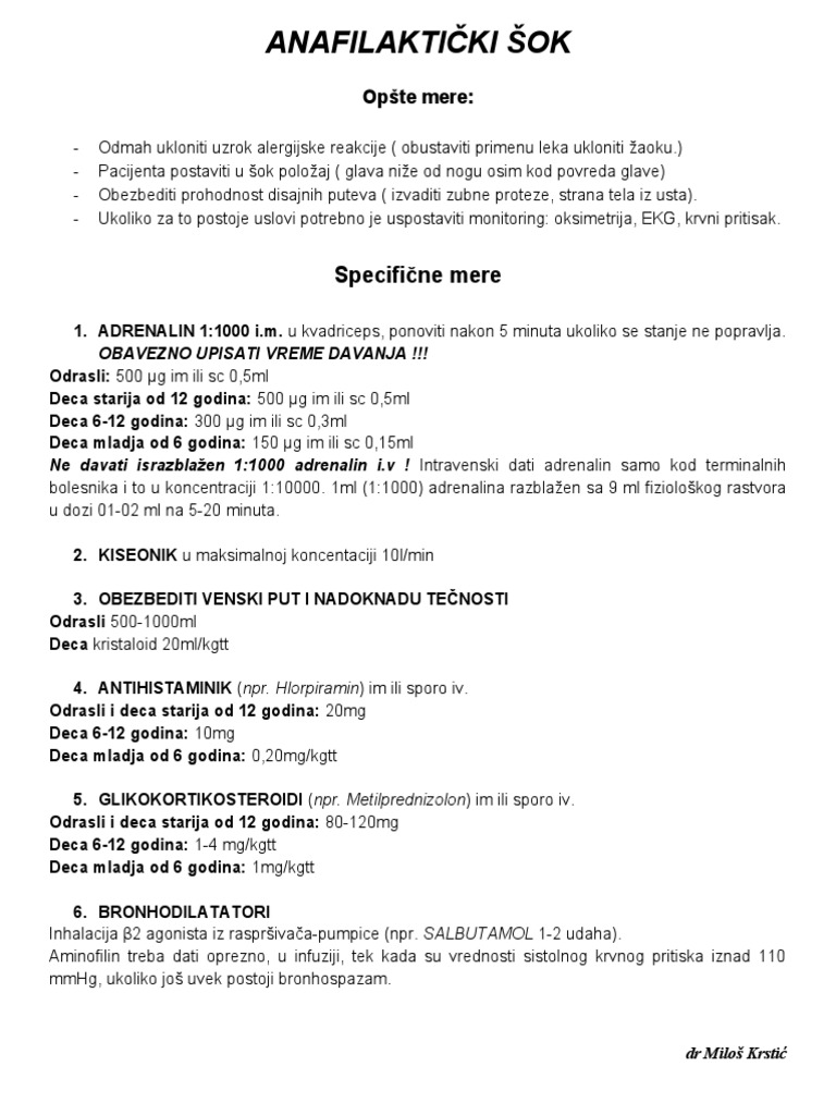Protokol Anafilakse | PDF
