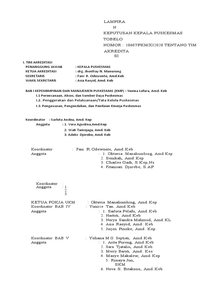 Lampiran SK Tim Akreditasi | PDF