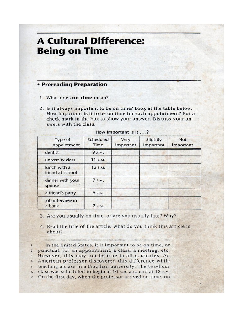 Cultural Difference - Being On Time | PDF