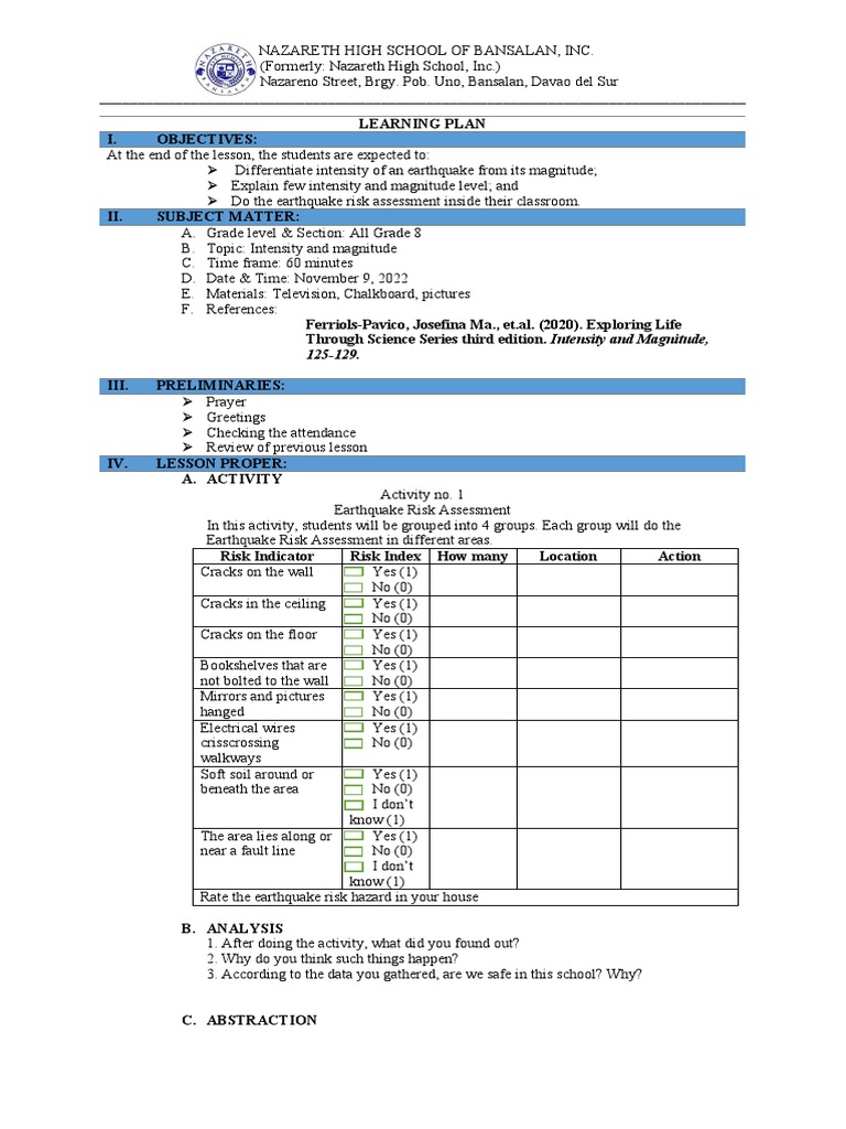 Understanding Earthquake Intensity and Magnitude Through Hands-On ...