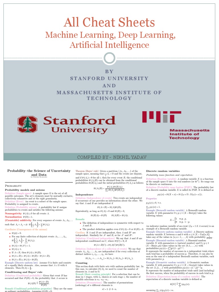ML DL AI Cheatsheet | PDF | Variance | Probability Density Function
