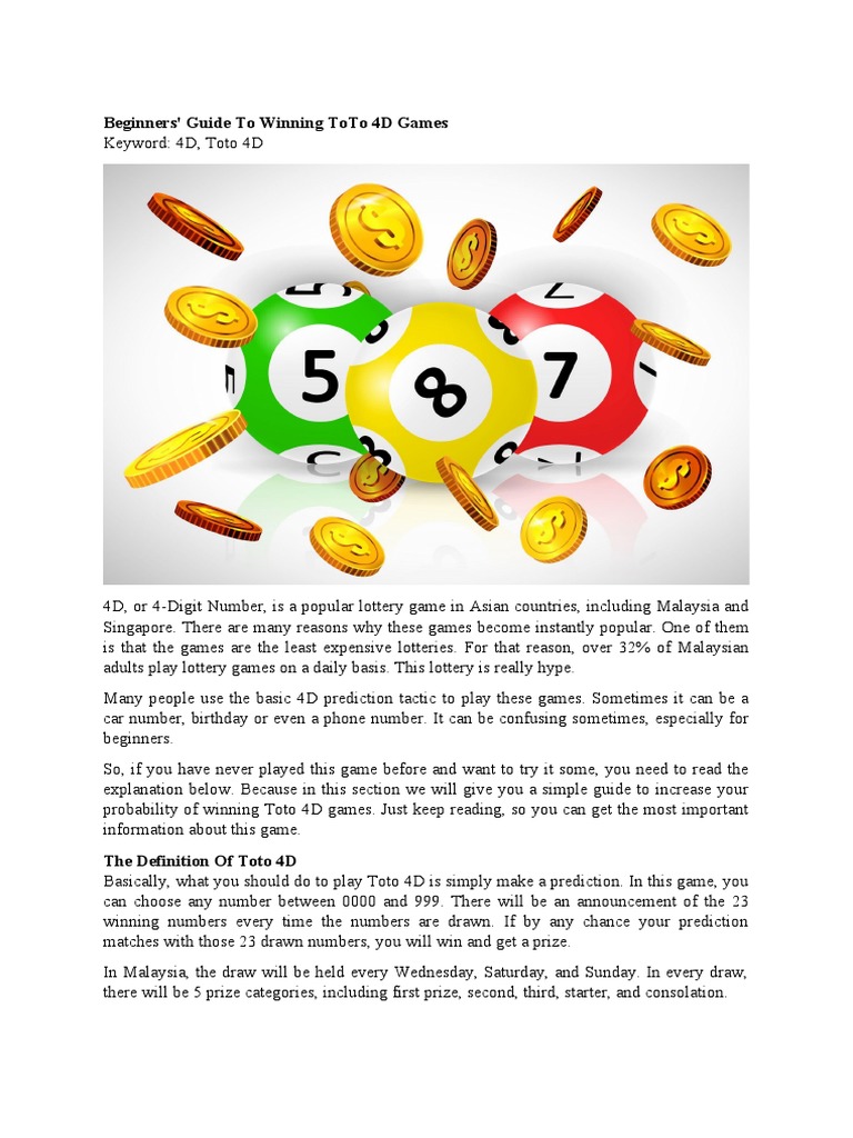 Beginners Guide to Winning Toto 4D Games | PDF | Lottery | Prediction