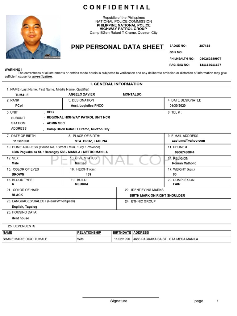 287434_PDS(PNP) (10) | PDF | Philippines