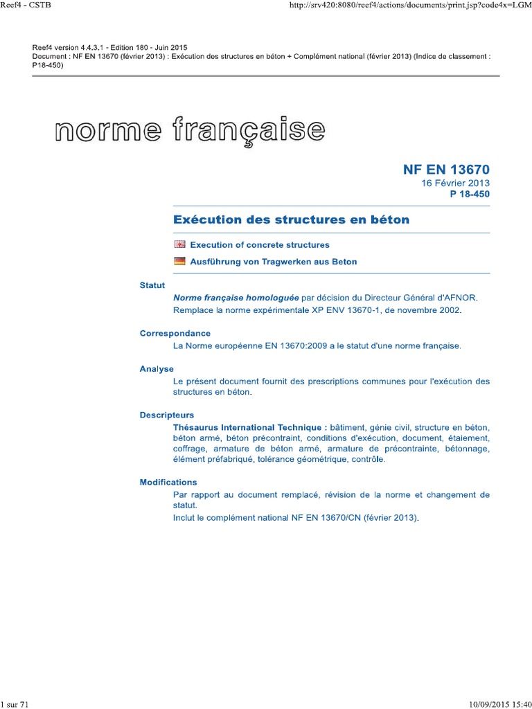 NF en 13670 | PDF