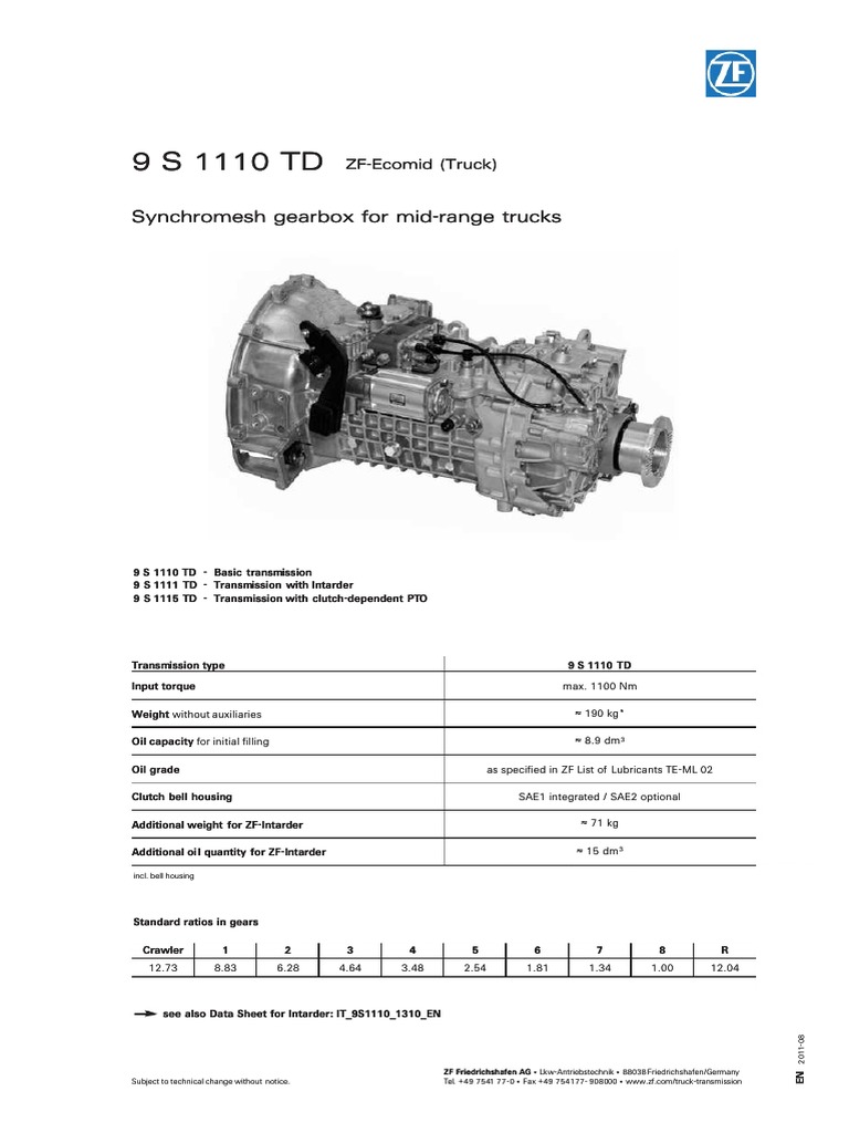 ZF 9S1115 Hino | PDF | Manual Transmission | Mechanical Engineering