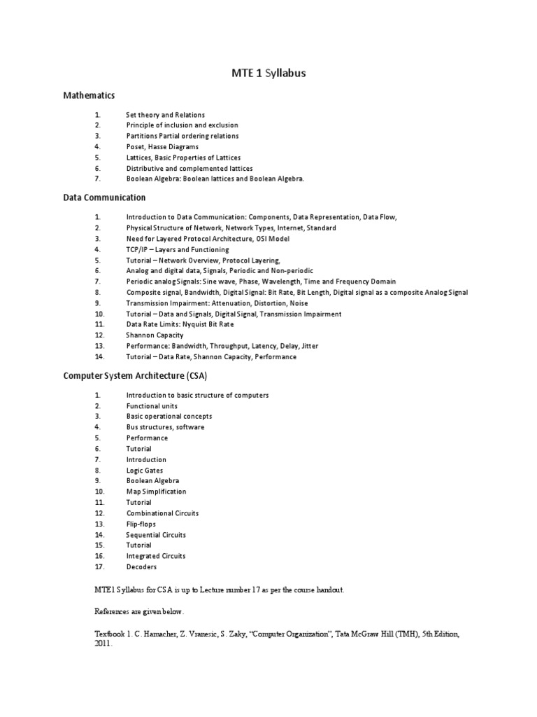 MTE 1 Syllabus | PDF | Array Data Structure | Object Oriented Programming