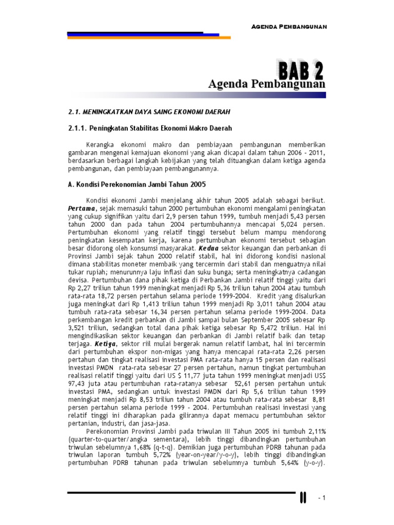 RPJM - BAB II. Agenda Pembangunan Baru | PDF