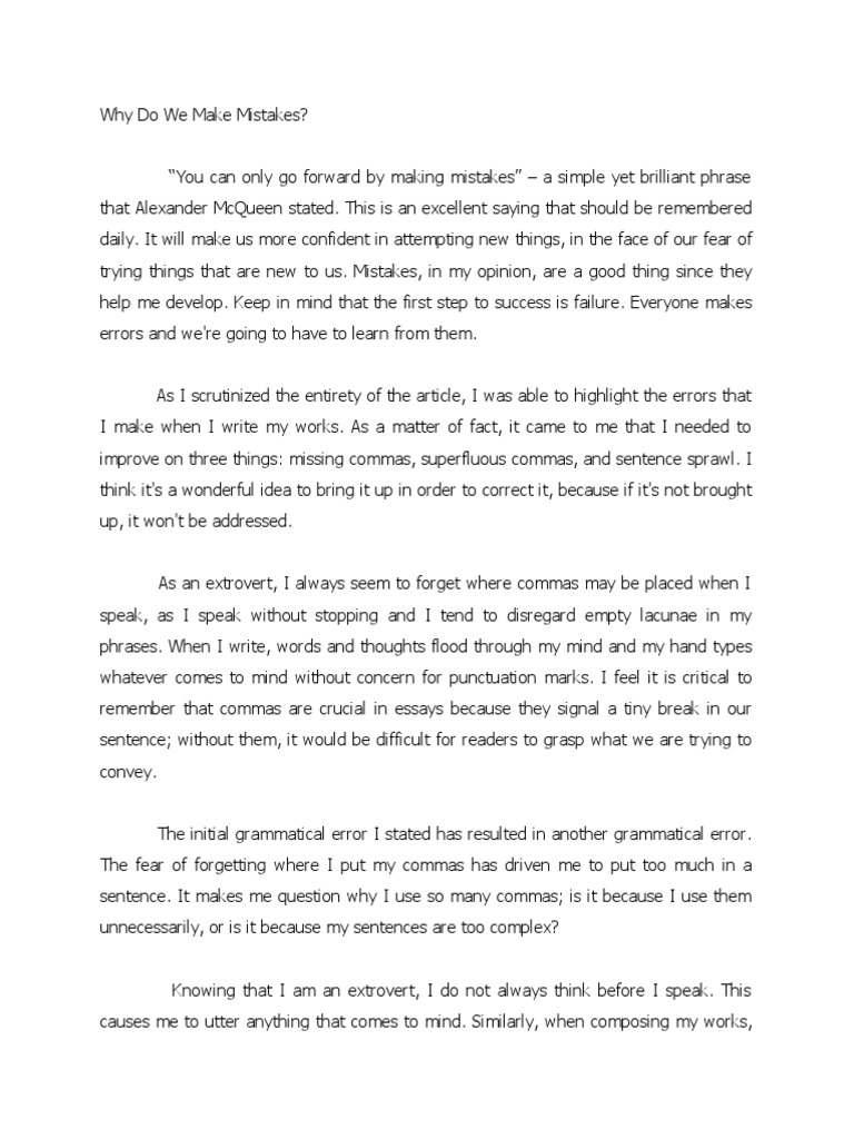 Why Do We Make Mistakes | PDF | Comma | Reading Comprehension