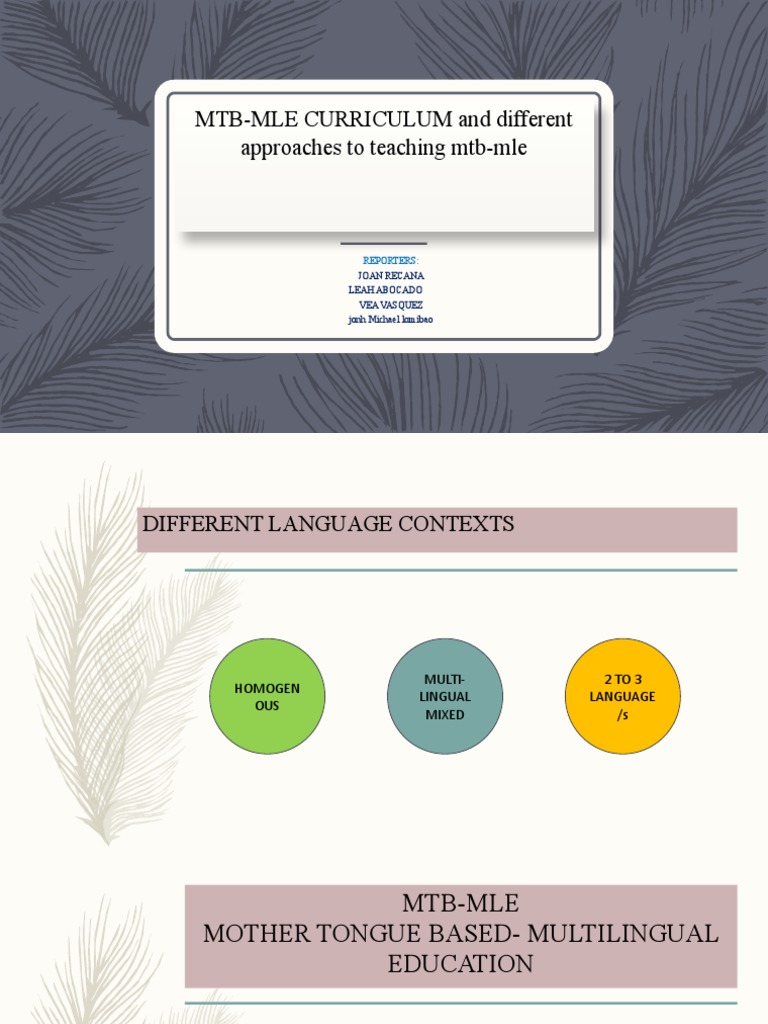 MTB-MLE Curriculum Overview and Approaches | PDF | Multilingualism ...