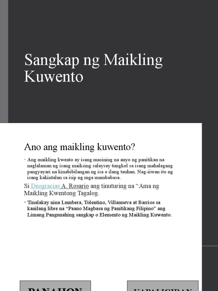 Lesson #2 Sangkap NG Maikling Kuwento | PDF