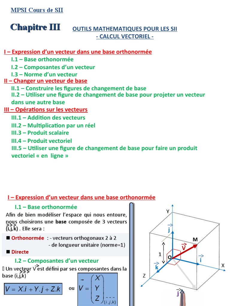 03 Cours Calcul Vectoriel | PDF | Base (algèbre linéaire) | Norme ...