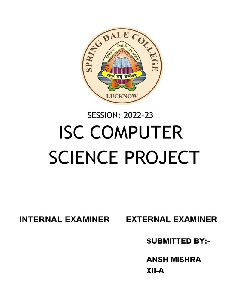 Computer Science Project Work 1 | PDF | Programming | Computer Program