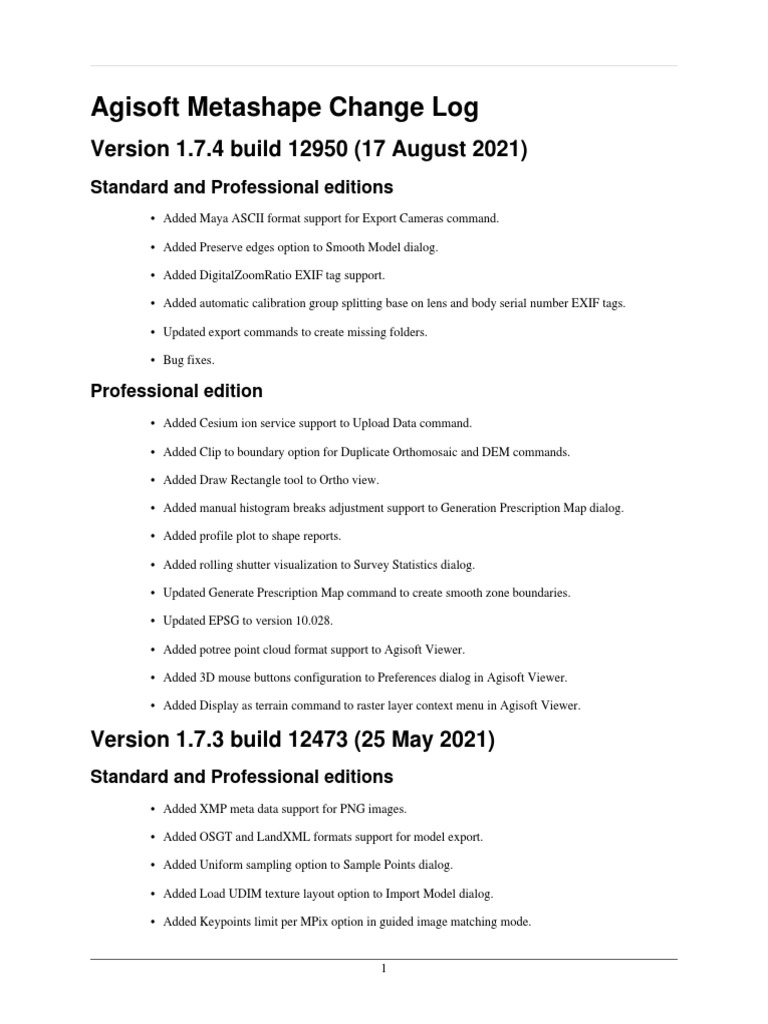 Agisoft Metashape Update Highlights | PDF | Texture Mapping | Camera
