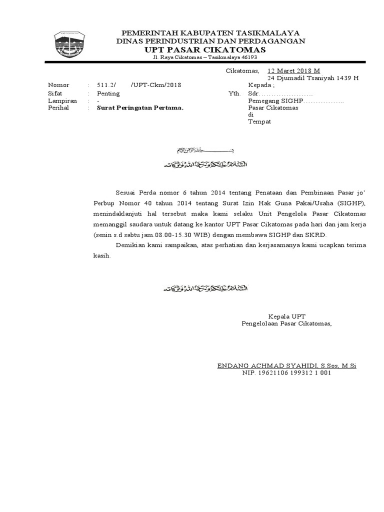 Surat Peringatan Ke Pedagang2 | PDF