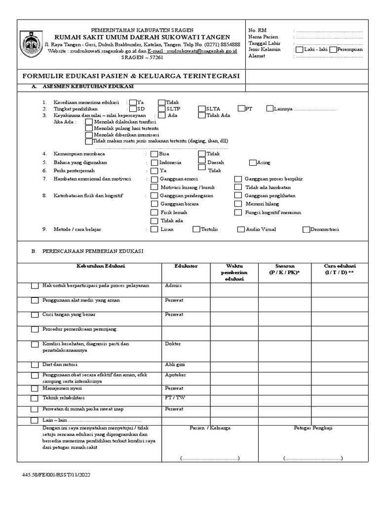 Form Edukasi Pasien | PDF
