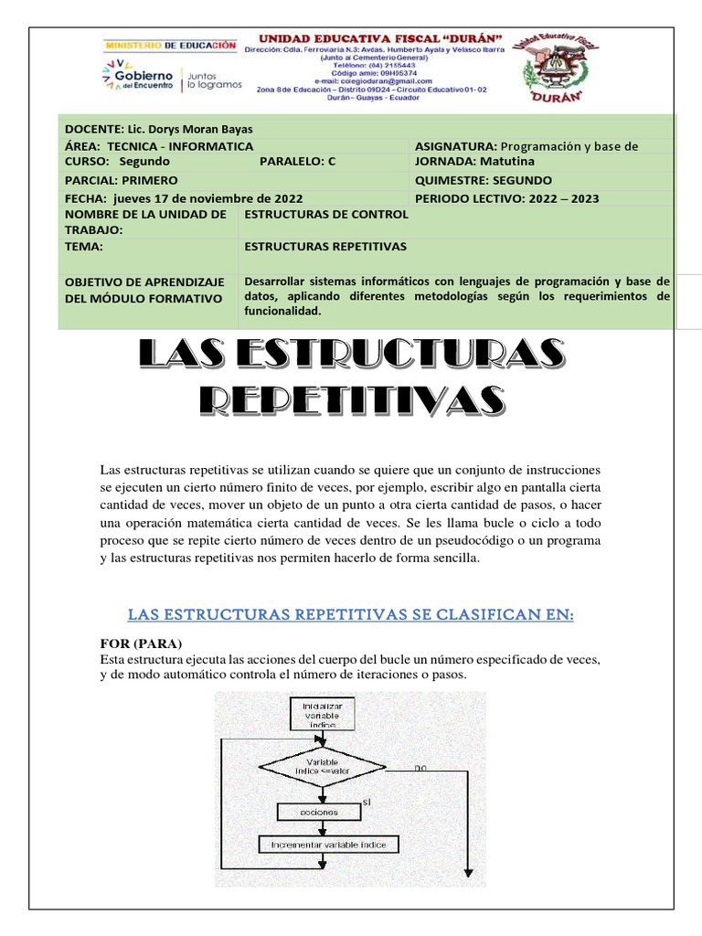Programacion y Base de Datos - Segundo de Bachill - Estructuras ...