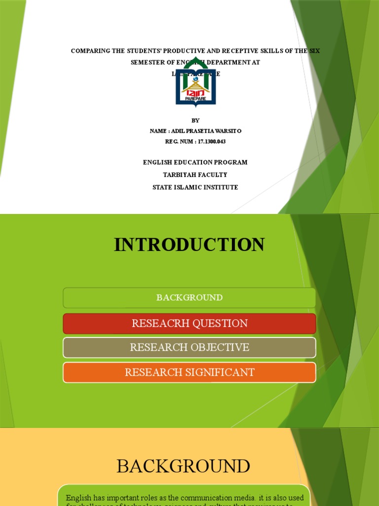 Comparing The Students' Productive and Receptive Skills | PDF ...