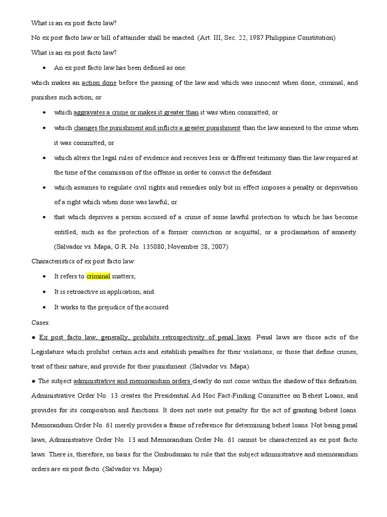 Understanding Ex Post Facto Laws | PDF | Ex Post Facto Law | Justice