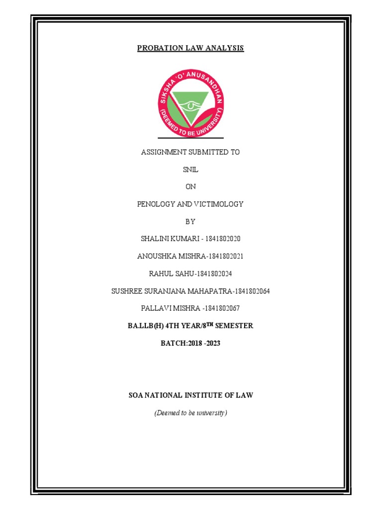 Group 3 P and V Assignment Edited | PDF | Probation | Prison