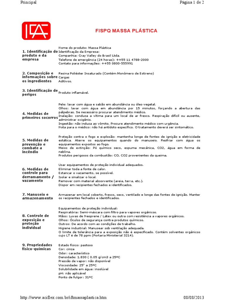Aciflex Com BR Iftmassaplastica HTM | PDF | Combustão | Solvente