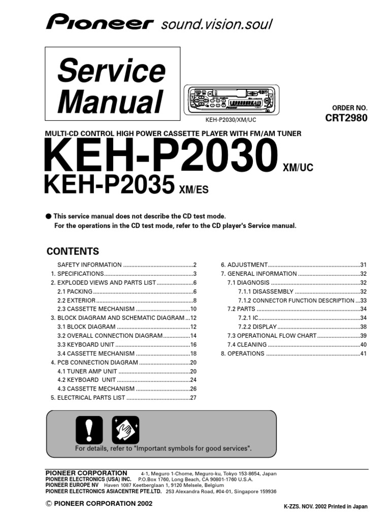 Pioneer Keh-P2030 p2035 | PDF | Safety | Reliability Engineering