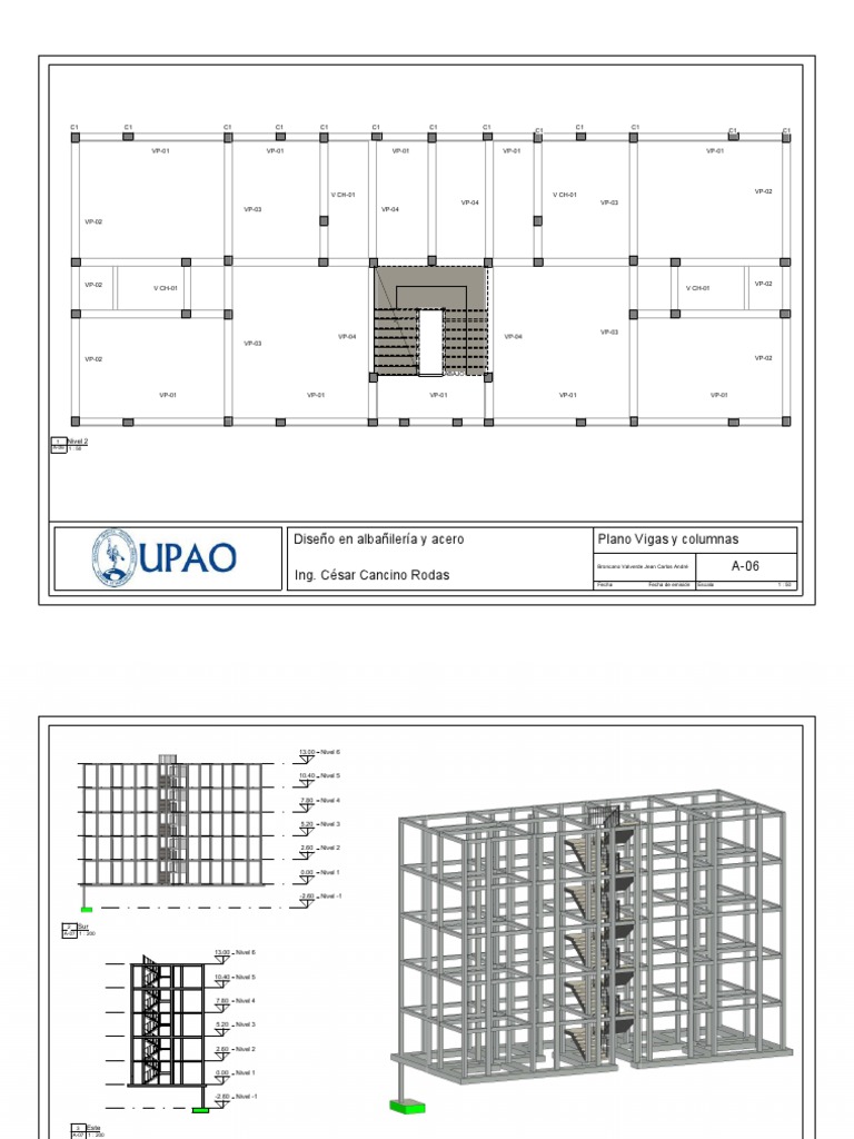 Plano de diseño estructural que muestra la distribución de vigas y ...