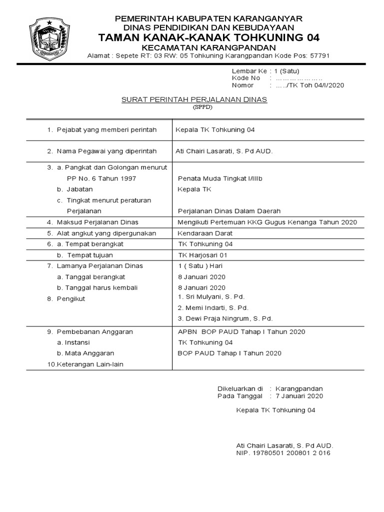 Format SPPD TK | PDF