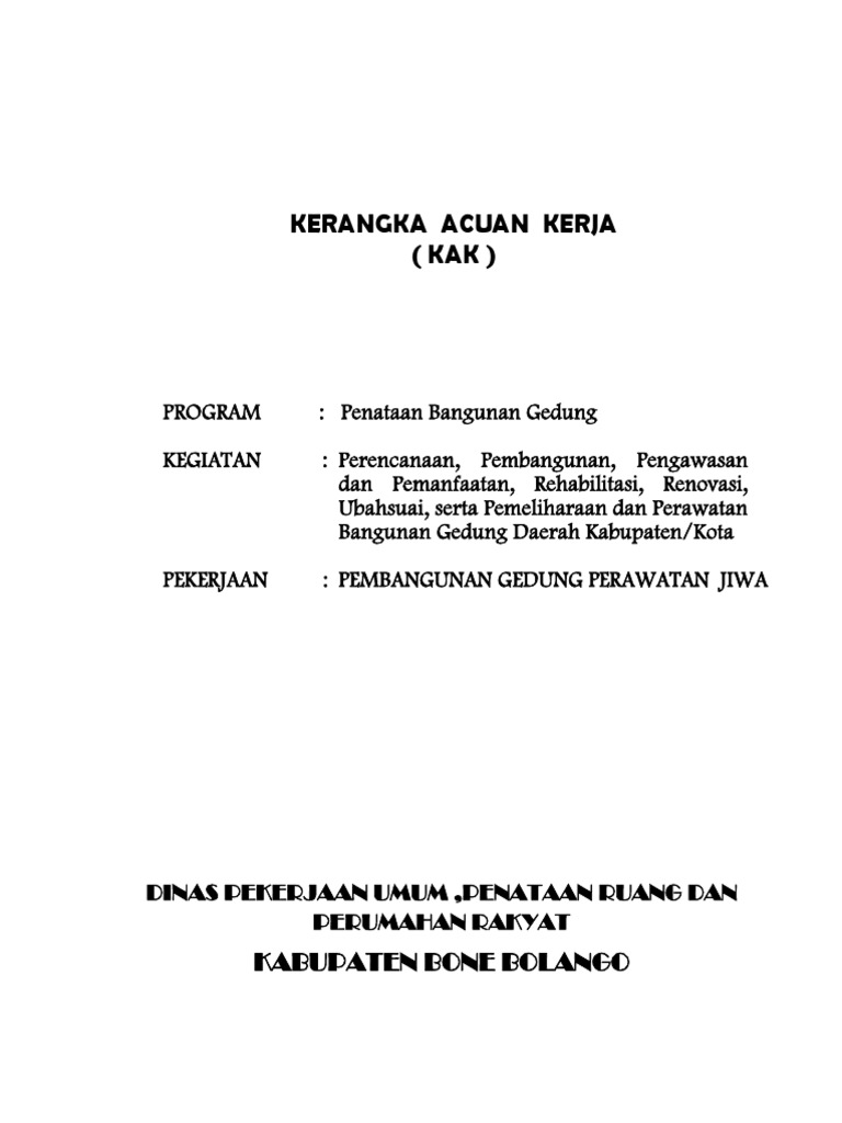 KAK Gedung GEDUNG RAWAT JIWAX | PDF
