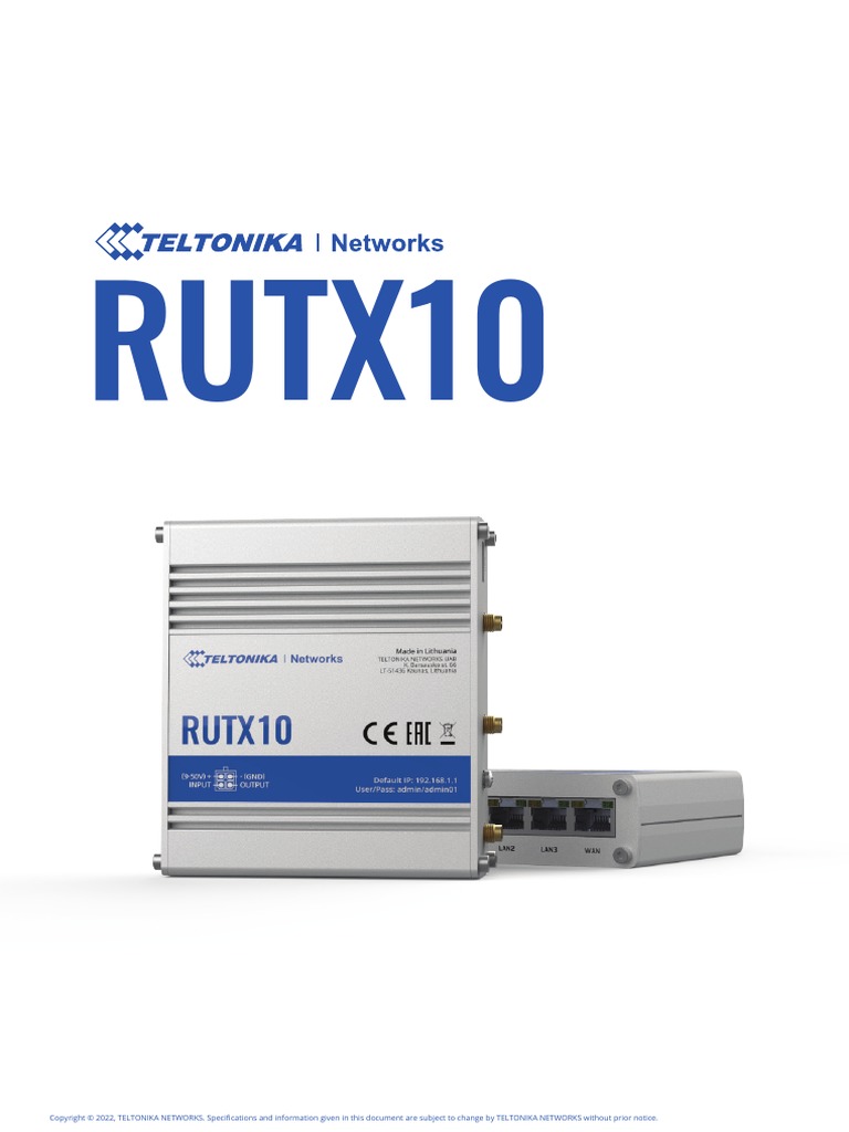 RUTX10 Datasheet-V1.0 | PDF | Wi Fi | Port (Computer Networking)