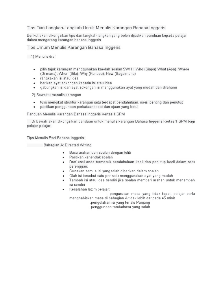 Tips Dan Langkah Menjawab Exam Bi | PDF Tips Dan Langkah Menjawab Exam Bi | PDF