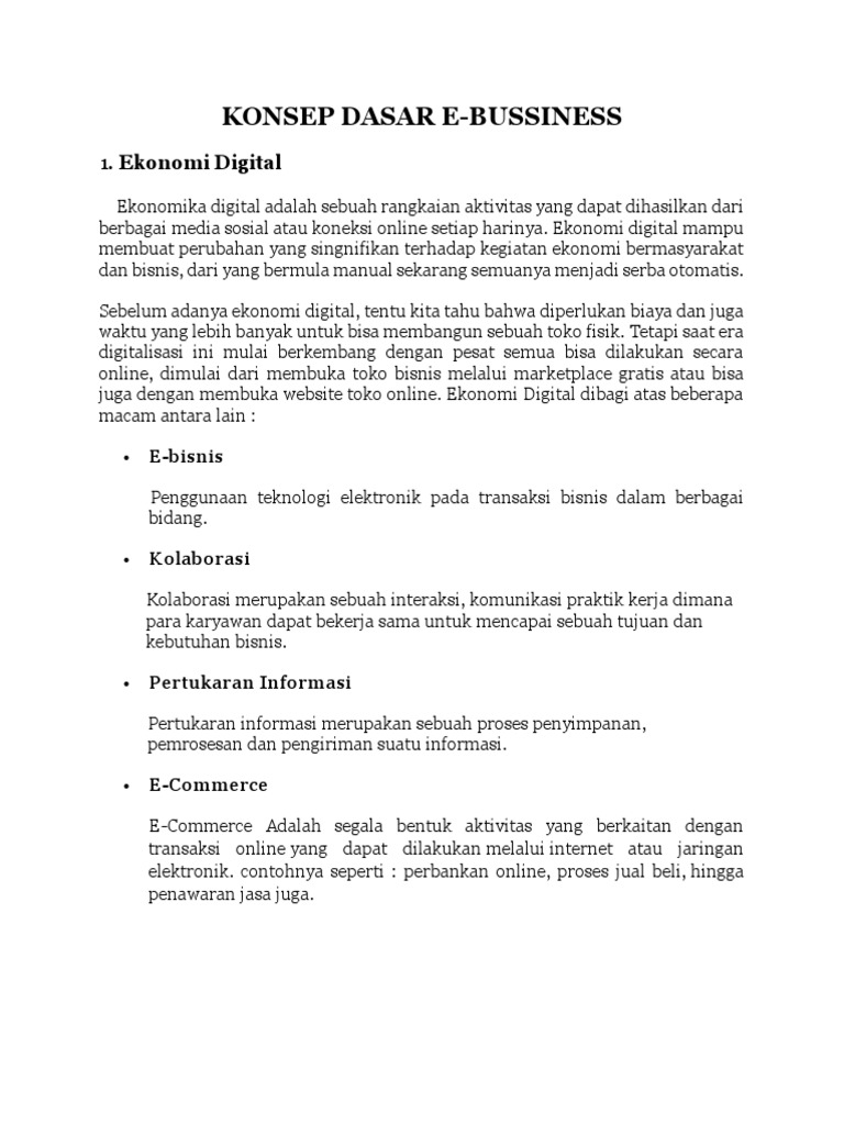 Konsep Dasar E-Bussines | PDF | Bisnis