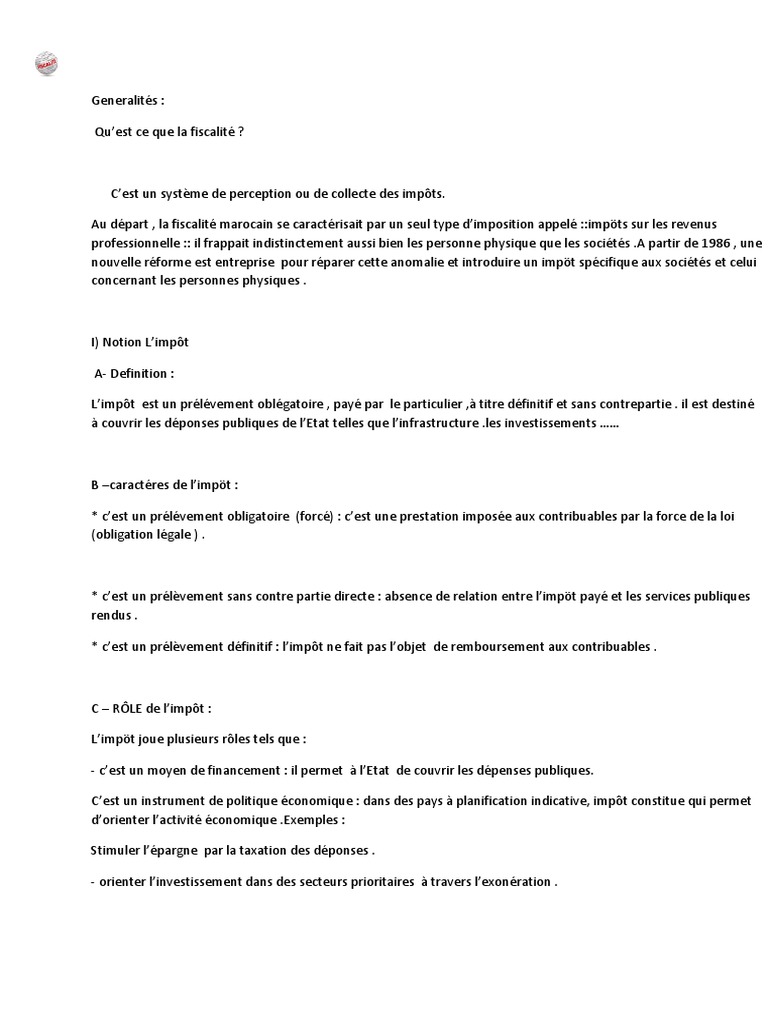 Comprendre la fiscalité marocaine | PDF | Impôts | Paiements