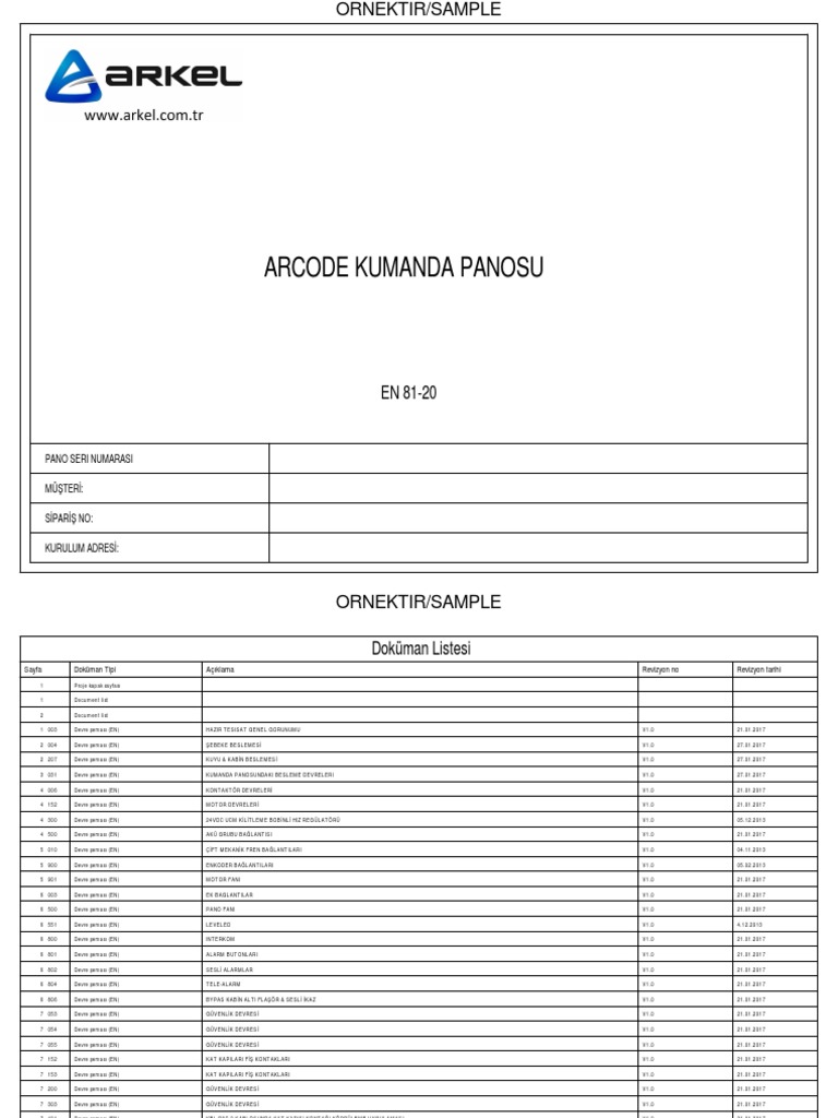 ARCODE Asenkron (EN81-20) .TR | PDF