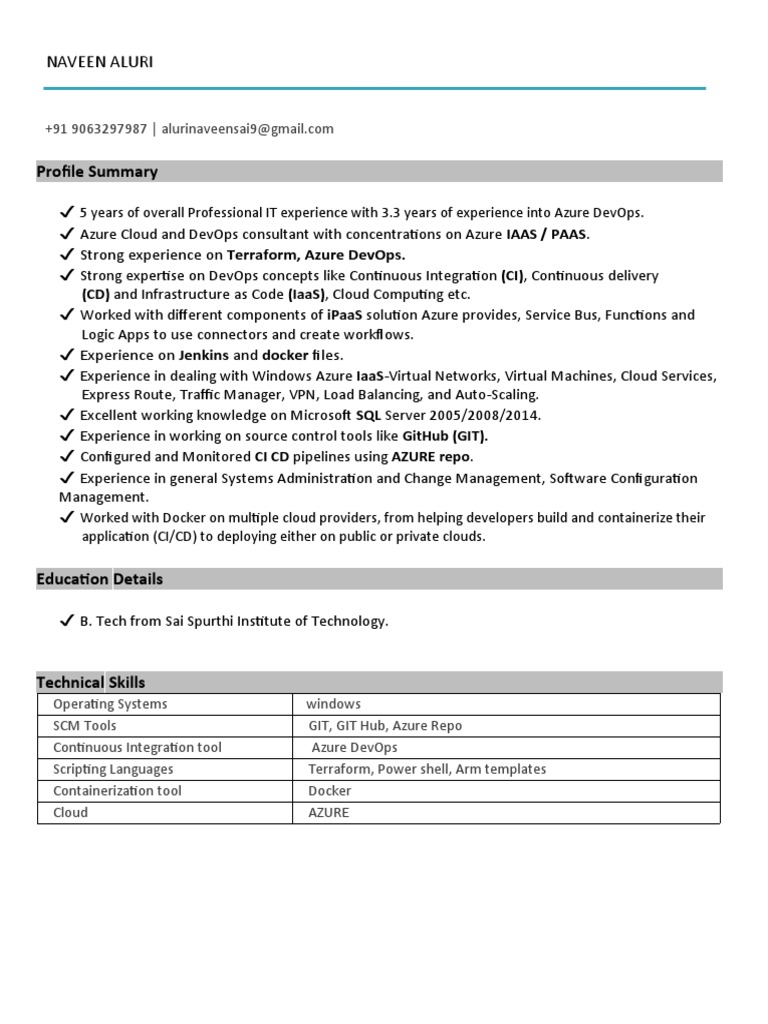 NAVEEN SAI Resume | Download Free PDF | Cloud Computing | Microsoft Azure NAVEEN SAI Resume | Download Free PDF | Cloud Computing | Microsoft Azure
