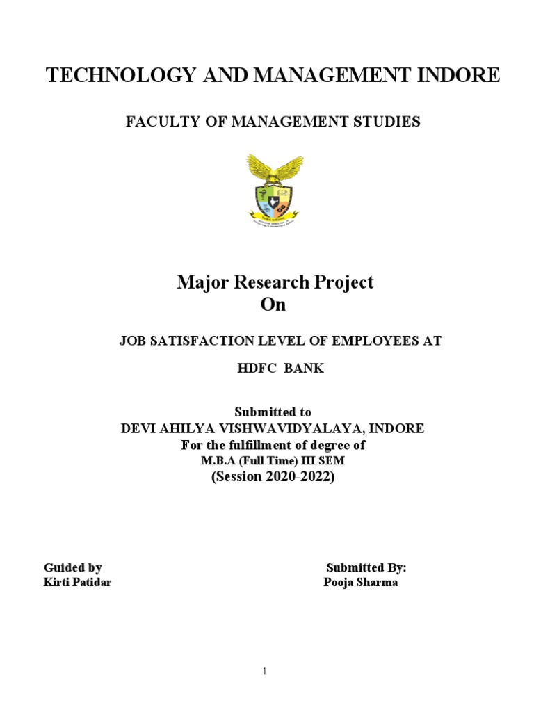 Pooja Sharma Major Project | PDF | Job Satisfaction | Debit Card