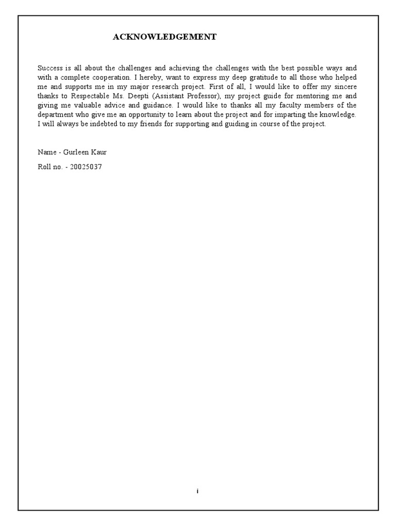 Acknowledgement | PDF