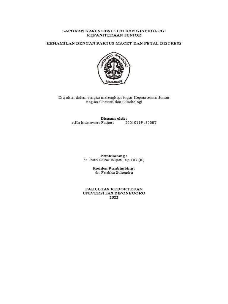 Kehamilan Fetal Distress dan Partus Macet | PDF