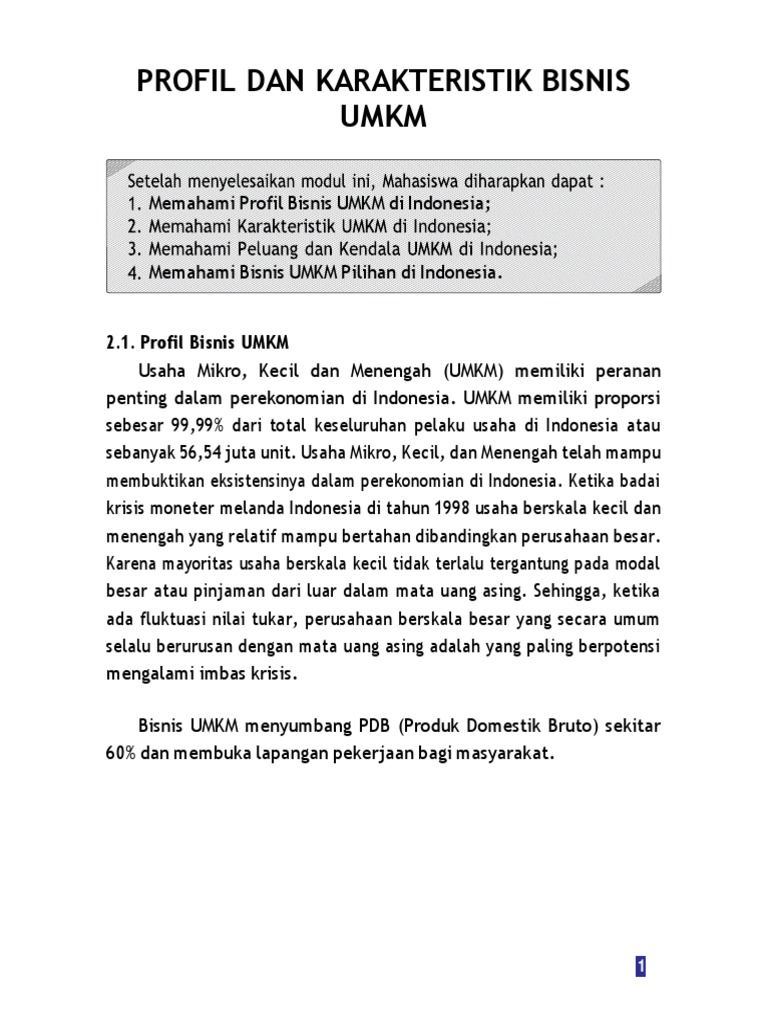 Profil Bisnis UMKM | PDF