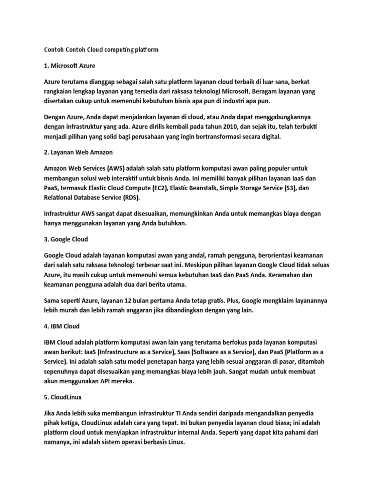 Contoh - Contoh Cloud Computing Platform | PDF